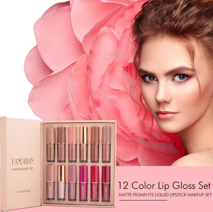 12 Colors HANDAIYAN Matte Liquid Lipstick Set - Trader Pakistan