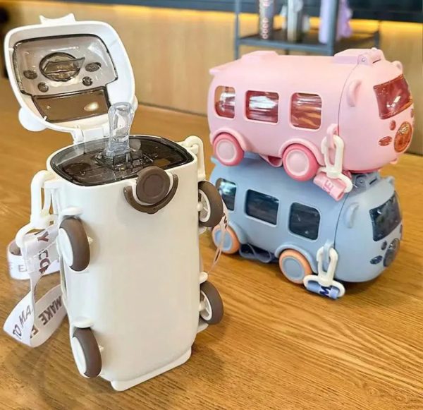 Imported 600ml Bus Water Bottle | Kids Cute Bus Shape | Strap, Sipper ...